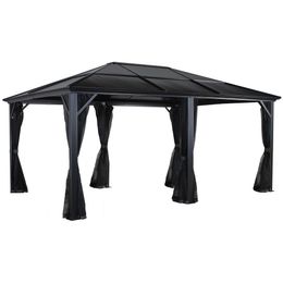 Pavillon Sojag "Gazebo Meridien", grau, B/H/T: 485cm x 270cm x 365cm, Pavillons, BxT: 365x485 cm, mit Moskitonetzen