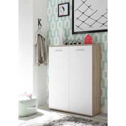 HBZ-MEBLE Schuhschrank HBZ "Manolo weiß matt, BxHxT 90x118x35 cm", weiß (eiche sonoma, weiß), B:90cm T:35cm, Holzwerkstoff, Schränke, Schuhkommode mit 2 Türen, 8 Einlegeböden, 2 feste Böden