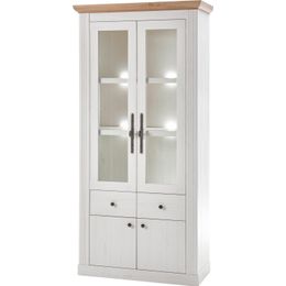 Vitrine Home Affaire "Westminster BESTSELLER", weiß (pinie weiß, wotan eiche), B:97cm T:42cm, FSC-zertifizierter Holzwerkstoff, Schränke, Vitrinenschrank, im romantischen Landhausstil