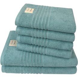 Handtuch Set Dyckhoff "Nature", blau (ozean), 6 Stk., Frottier, Frottier, Obermaterial: 100% Baumwolle, Handtuch-Sets, 6er Set: 4x Handt&uuml;cher, je 50 x 100 cm & 2x Badetuch 70 x 140 cm