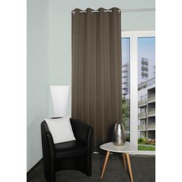 Vorhang HOME BASICS "ATLANTIK" Gr. 1, grau (taupe), B:140cm H:235cm, Polyester, Gardinen, Ösenschal Uni ATLANTIK