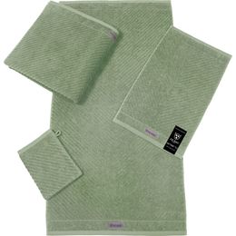 Handtuch Ross "Smart", grün (schilf), B:50cm, Frottier, Obermaterial: 100% Baumwolle, Handtücher, Uni-Rippe mit Velourslabel
