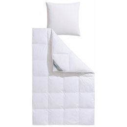 Daunenbettdecke + Kopfkissen Balette "Lena", weiß, B/L: 135cm x 200cm Anzahl Teile 1, B/L: 80cm x 80cm Anzahl Teile 1, Bezug: Baumwolle Füllung: Entendaune/-feder, extrawarm, Bettdecken Bezug: 100% Baumwolle. Kopfkissen Bezug: 100% Baumwolle. Bettdecken Füllung: 50% Daunen, 50% Federn. Kopfkissen Füllung: 100% Federn, Bettwaren-Sets, In zwei Wärmeklassen, in Größe 135x200 cm & 155x220 cm erhältlic