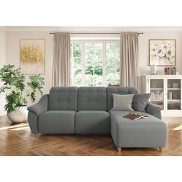 Ecksofa Home Affaire "Boston L-Form", grau, B:254cm T:170cm, Struktur (100% Polyester);Luxus-Microfaser Florence (100% Polyester);Chenille (100% Polyester);NaturLEDER (reines Rindsleder), Sofas, Ecksofa, Kopfteilverstellung an jeder Sitzfl&auml;che, wahlweise Relaxfunktion