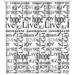 Duschvorhang Wenko "Live", bunt (mehrfarbig), B:180cm H:200cm, Polyester, Duschvorhänge, Höhe 200 cm, mit Schriftzug-Motiv