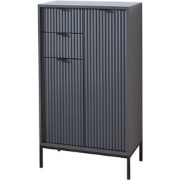 Midischrank BASIC BY BALCULINA "Lucera Midischrank, Badezimmerschrank BxHxT 60x106x32", grau (grau matt), B:60cm T:32cm, Holzwerkstoff, Schränke, Breite 60 cm, Tür L/R montierbar