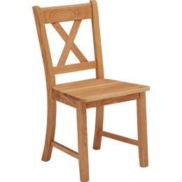 Stuhl MASSIVLINE & MORE "Königsee", braun (braun, wildeiche), B:46cm T:52cm, Massivholz, Stühle, Gestell aus Massivholz
