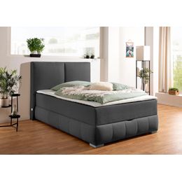 Boxbett OTTO HOME "Wehma", grau (anthrazit), B:150cm L:213cm, Komplettbetten, in H2, H3 & H4 wählbar, inklusive Topper