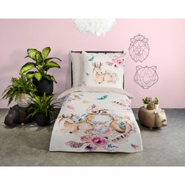Kinderbettwäsche "Meandra", bunt (multi), B/L: 135cm x 200cm, 1 Stk., 1 Stk., Microfaser, B/L: 80cm x 80cm, Garnitur: 2 Stk., Microfaser, Obermaterial: 100% Polyester, PURE LUXURY COLLECTION, Bettwäsche, Mikrofaser, 135x200, Pflegeleicht, Reißverschluss, Wende, Kind, Eule