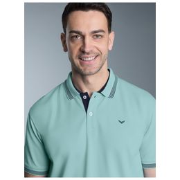 Poloshirt TRIGEMA "TRIGEMA Poloshirt mit kontrastfarbigen Akzenten", Herren, Gr. L, blau (gletscher), 100% Baumwolle, Basic, Shirts