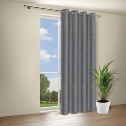 Vorhang GERSTER "Osane" Gr. 1, grau, B:140cm H:245cm, Wirkware, Polyester, Gardinen, Blickdichter Ösenschal "Osane"