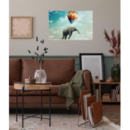 Wandsticker queence "Balloon", blau, B:150 H:90 T:0,1, Folie, Wandtattoos, Selbstklebend, kinderleichte Anbringung