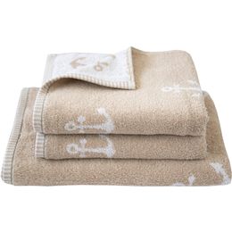 Handtuch Set Dyckhoff "Maritim, Nautic", beige (greige), 3 Stk., Frottier, Frottier, Obermaterial: 100% Baumwolle, Handtuch-Sets, 2 Handt&uuml;cher (50x100 cm), 1 Duschtuch (70x140 cm)