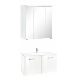 Badmöbel-Set Welltime "Ravenna", weiß, Kastenmöbel-Sets, Breite 80 cm, Bad-Unterschrank mit 2 Türen