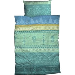 Bettwäsche CASATEX "Indi", grün (smaragd), B/L: 240cm x 220cm, 1 Stk., 2 Stk., Satin, B/L: 40cm x 80cm & 40cm x 80cm, 3 Stk., Satin, Obermaterial: 100% Baumwolle, Bettwäsche, romantisch, orientalisch, weich und gemütlich