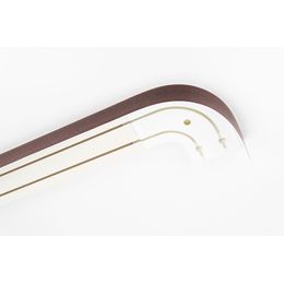 Schienensystem Garesa "Kunststoffschiene mit Blende", braun (mahagoni), B/L: 180cm, 2 läufig, Kunststoff, Gardinenstangen, seitlich mit 2 Rundbögen (kein Spalt zwischen Vorhang und Wand)