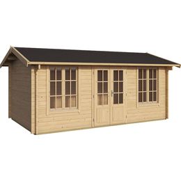 Gartenhaus Lasita Maja "PEMBROKESHIRE", beige (naturbelassen), Fußboden im Gartenhaus, Massivholzdach, Holzwerkstoff, Gartenhäuser