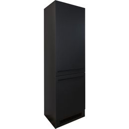 Kühlumbauschrank BASIC BY BALCULINA "Jazz 60er Kühlumbauschrank, Küchenschrank BxHxT 60x211x57 cm", schwarz (schwarz matt), B:60cm H:211cm T:57cm, Holzwerkstoff, Schränke, Kühlumbauschrank mit 2 Türen und 3 Einlegeböden