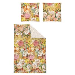 Wendebettwäsche Irisette "Magic 8867", gelb, B/L: 155cm x 200cm, 1 Stk., 1 Stk., Mako-Satin, B/L: 80cm x 80cm, 2 Stk., Mako-Satin, Obermaterial: 100% Baumwolle, Bettwäsche, edler Digitaldruck