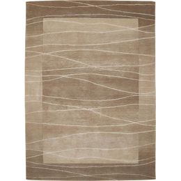 Wollteppich LUXOR living "Lineo", beige (sand), B:250 H:14 L:300, Schurwolle, Teppiche, Nepalteppich, reine Wolle, handgeknüpft, mit Bordüre