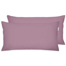 Kissenbezüge Tom Tailor HOME "new bedroom, UNI, 40x40cm oder 40x80cm", lila (cozy mauve), B:40cm L:80cm, Renforcé, Obermaterial: 100% Baumwolle, Kissenbezüge, mit Markenreißverschluss