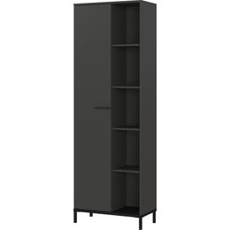 Aktenschrank Germania "GW-Rovigo, mit offenem Regal", grau (graphit), B:64cm H:190cm T:34cm, Holzwerkstoff, Metall, Schränke, spiegelverkehrt montierbar, Höhe 190 cm, Made in Germany