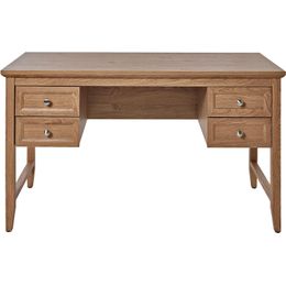 Schreibtisch Jahnke "CLASSIC D 130", braun (montana eiche, montana eiche, montana eiche), B:130 T:59,6, Tische, Schreibtisch, 4 Schubladen, Breite 130 cm