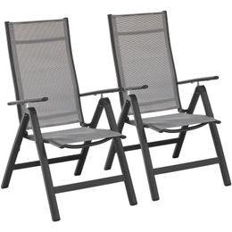 Gartenstuhl Merxx "Amalfi, TOPSELLER", schwarz (anthrazit, braun), B:60cm H:108cm T:70cm, Obermaterial: 100% Polyester. Füllung: 100% Polyester, Stühle, 2er Set, Alu/beschichtetes Textil, verstellbar