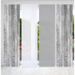 Schiebegardine HOME IN GREEN "LEGNO" Gr. 1, grau, B:60cm H:245cm, Polyester, Gardinen, SET DIGITALDRUCK,BAMBUSOPTIK RECYCELT