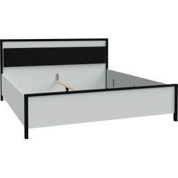 Bettgestell FORTE "High Rock, Belastbar bis 240 KG", grau (secret grau, schwarz), B:188,1cm H:98,7cm L:207,1cm, Betten, Kopfteil inklusive Beleuchtung