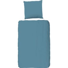 Bettwäsche Good Morning "Good Morning Uni", blau, B/L: 135cm x 200cm, 1 Stk., 1 Stk., Renforcé, B/L: 80cm x 80cm, 2 Stk., Renforcé, Obermaterial: 100% Baumwolle, Bettwäsche, 100% Baumwolle, Renforcé, 135x200, Unifarben, Reißverschluss, Weiß
