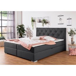 Boxbett Inosign "Tynan", grau (anthrazit), B:194cm L:210cm, Komplettbetten, Boxspringbett, wahlweise mit Bettkasten, in H2, H3 & H4 erhältilich