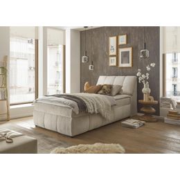 Boxbett ED EXCITING DESIGN "Valencia", weiß, B:123cm L:240cm, 100% Polyester, Komplettbetten, Boxspringbett, inkl. Bettkasten und Stauraum im Kopfteil