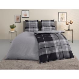 Wendebettwäsche Tom Tailor HOME "Eric in Gr. 135x200 oder 155x220 cm", grau (grau, anthrazit), B/L: 135cm x 200cm, 1 Stk., 1 Stk., Biber, B/L: 80cm x 40cm, 3, Biber, Obermaterial: 100% Baumwolle, Bettwäsche, mit Reißverschluss, mit GRATIS-Zugabe: Sportbeutel aus 100% Baumwolle