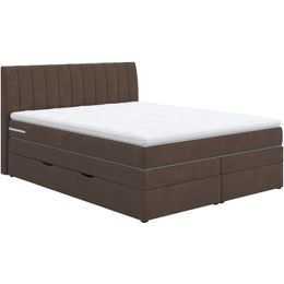 Boxspringbett COTTA "Shark inkl. Bettkasten und Topper", braun (espresso), B:166cm L:212cm, 100% POLYESTER (PES), Komplettbetten, erhältlich in den Breiten 140x200cm, 160x200cm und 180x200cm, Topseller