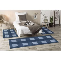 Bettumrandung ANDIAMO "Dijon, Made in Netherlands" Gr. 14, blau (hellblau), H:6mm, Obermaterial: 100% Polypropylen, Bettumrandungen, modernes Design, Bettvorleger, Läufer-Set für das Schlafzimmer
