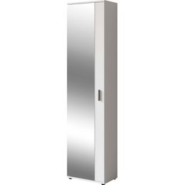 Garderobenschrank Inosign "Jakob", weiß, B:49cm H:196cm T:30cm, FSC-zertifizierter Holzwerkstoff, Glas, Schränke, mit großem Spiegel, Breite 49 cm