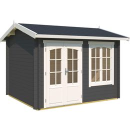 Gartenhaus Lasita Maja "Alex", grau (lichtgrau), Fußboden im Gartenhaus, Massivholzdach, Holzwerkstoff, Gartenhäuser
