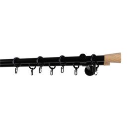 Gardinenstange Garesa "Lina mit Keil", bunt (schwarz, natur), B/L: 400, 2, Gardinenstangen, Vorhanggarnitur verlängerbar Wandmontage
