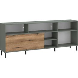 Sideboard Inosign "Pozzi", grün (grau, grün, coast evoke eiche), B:180cm H:73,2cm T:40cm, MDF, PVC, Spanplatte, Sideboards, Breite ca.180 cm