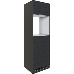 Backofen/Kühlumbauschrank KOCHSTATION "KS-Luhe", grau (grau matt, grafit), B:60cm H:200cm T:60cm, MDF, Schränke, Backofenumbauschrank Kühlschrankumbauschrank, 60 cm breit, hochwertige MDF-Fronten mit waagerechter Lisene