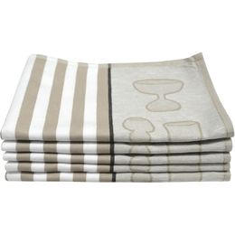 Geschirrtuch Dyckhoff "Gläser / Halbleinen", beige (sand), B:50cm L:70cm, 45% Leinen, 55% Baumwolle, Geschirrtücher, mit Gläser & Streifen Motiv, Maße je Tuch ca. 50x70 cm