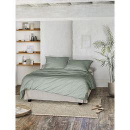 Bettwäsche Irisette "Lotus 8521", grün (salbei), B/L: 155cm x 200cm, 1 Stk., 1 Stk., Linon, B/L: 80cm x 80cm, 2 Stk., Linon, Obermaterial: 100% Baumwolle, Bettwäsche, atmungsaktiv