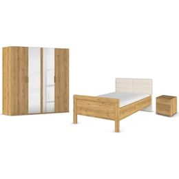Schlafzimmer-Set Rauch "Komplettschlafzimmer Schlafzimmer EVELYN", braun (asteiche), Bett 120x200cm + ohne Matratze, B/H: 120cm x 200cm, Bett 120x200cm, Holzwerkstoff, Schlafzimmermöbel-Sets, Schrank und Bett in 2 Breiten, Nachttisch 2 Schubladen MADE IN GERMANY