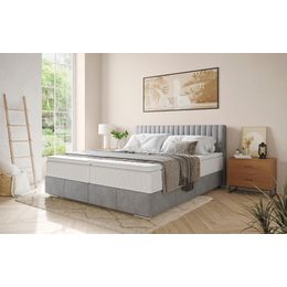 Boxbett Inosign "Thor mit Bettkasten, inkl. Matratze, Topseller", grau (savona 13 melange), B:186cm L:208cm, Komplettbetten, Boxspringbett, Topper und Zierkissen, in verschiedenen Härtegraden verfügbar