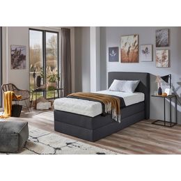 Boxspringbett, grau (charcoal), B:115cm L:205cm, Strukturstoff (77% Polyester und 23% Viskose), Westfalia Schlafkomfort, Komplettbetten, Boxspringbett, wahlweise mit Kaltschaum-Topper