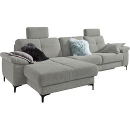 Ecksofa 3C CARINA "Burnaby bequem und modern, OTTOs Choice, L-Form", grau (hellgrau), B:296cm H:87cm T:162cm, Sofas, Ecksofa, 2 Kopfst&uuml;tzen, optional mit Schlaf- und motorischer Relaxfunktion
