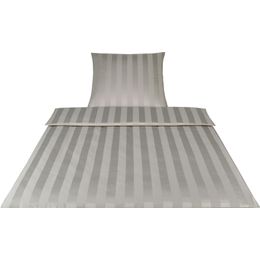 Bettwäsche Elegante "Noblesse", silber (silberfarben), B/L: 135cm x 200cm, 1 Stk., 1 Stk., Mako-Satin, B/L: 80cm x 80cm, 2 Stk., Mako-Satin, Obermaterial: 100% Baumwolle, Bettwäsche, im modernen Streifendesign