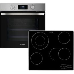 Privileg Backofen-Set "BAKO Turn&Cook 310", Energieeffizienz: A+ (A+++-D), grau (edelstahl), Herdsets, ECO Heißluft - saftigen Braten durch gleichmäßige Luftverteilung
