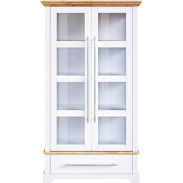 Vitrine Home Affaire "Meliss", gelb (weiß, honig), B:94cm T:39cm, Massivholz, Schränke, Höhe 169 cm, Breite 94 cm, 2-türig, Kiefer massiv, FSC